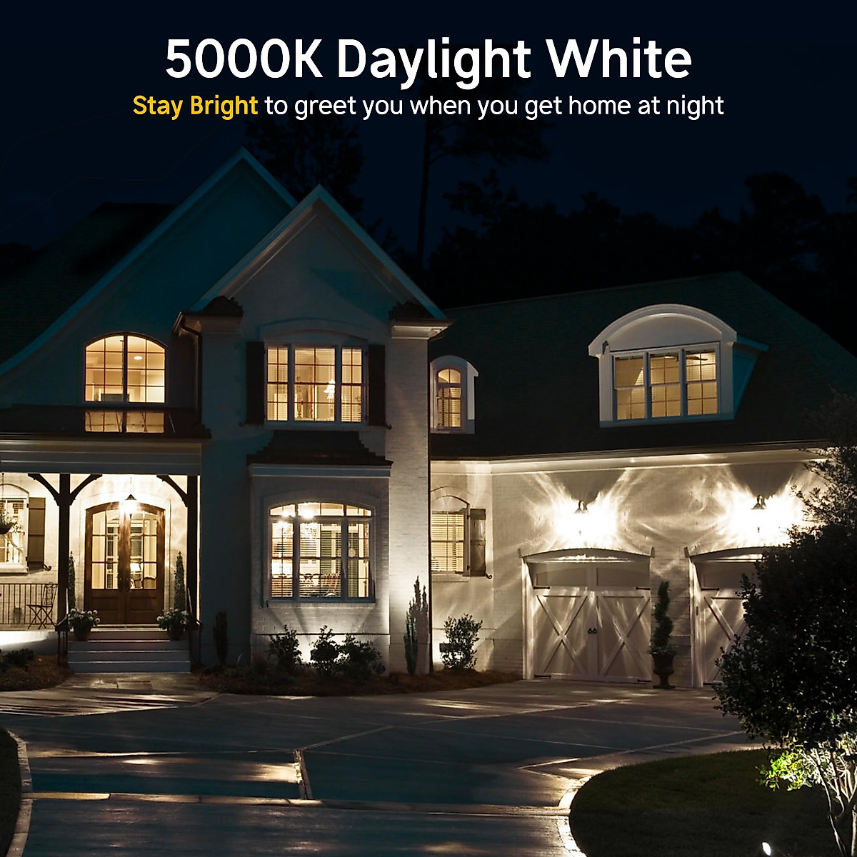 Dusk to Dawn LED Outdoor Light Bulbs 40W Equivalent, A19 Automatic On/Off Sensor Light Bulb Daylight 5000K, Dusk to Dawn Light Bulbs for Outdoor Lighting Porch Garage Backyard Patio, 4 Packs