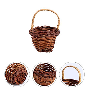 20pcs Decorative Mini Flower Basket Wedding Candy Basket Wood Woven Basket Fruit Picnic Food Basket for Wedding Party Favors Kitchen Light Yellow