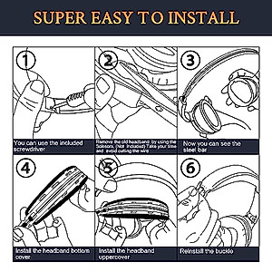 SOULWIT Replacement Headband Pad Kit for Bose QuietComfort 15(QC15)/QuietComfort 2(QC 2) Headphones, Easy DIY Installation - Black