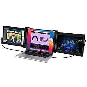 Vodzsla Triple Portable Monitor for Laptop,Full HD IPS 11.6'' Dual Monitor Screens Extender,HDMI/USB/Type-C Plug and Play Gaming Computer Monitor for 13.3”-16” Mac Windows Chrome Laptops