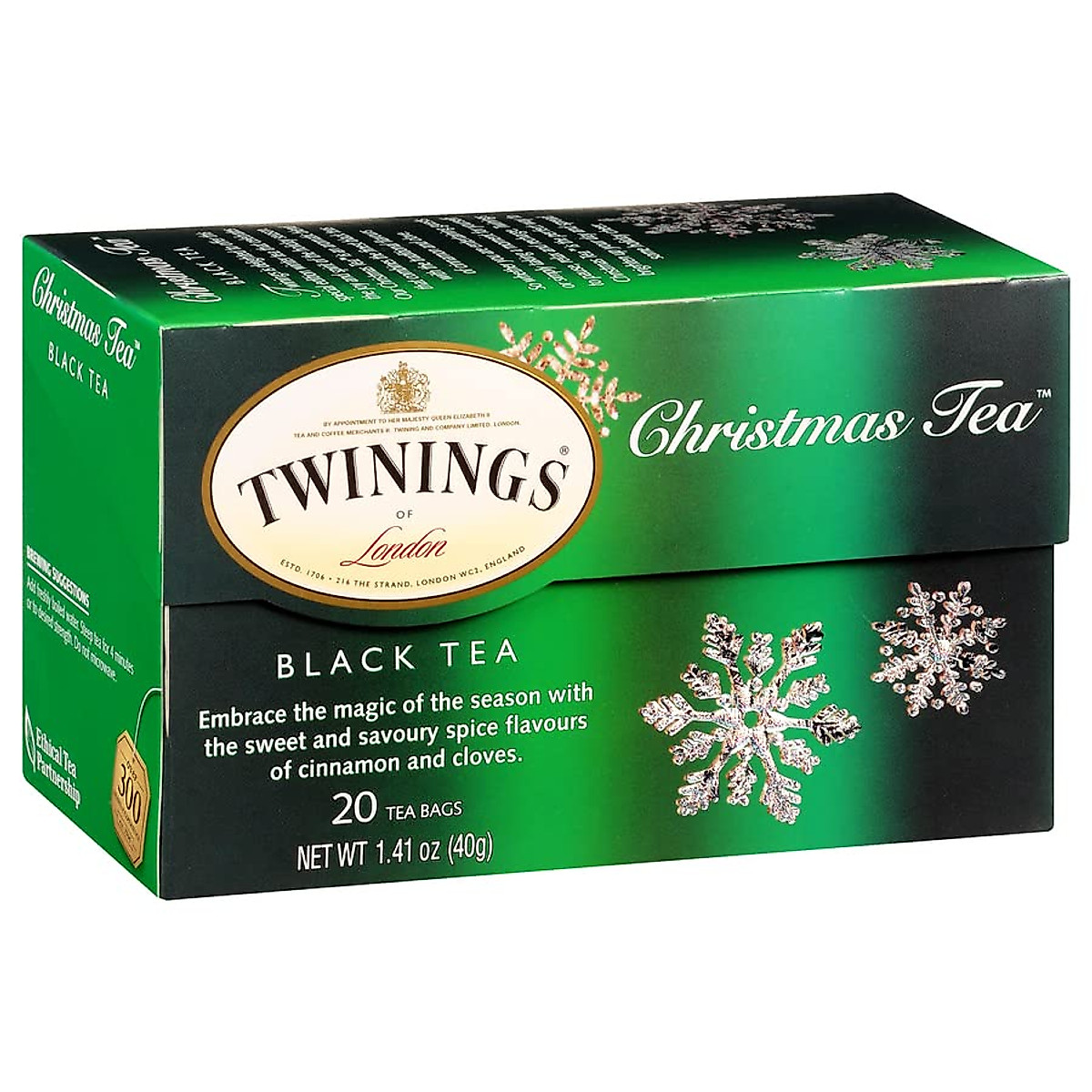 Twinings Christmas Tea - Black Tea Blended with Spicy and Aromatic Clove and Cinnamon, Tea Bags Individually Wrapped, 20 Count Ea (Pack of 4)