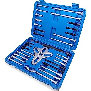 Thorstone 46pcs Harmonic Balancer Puller Set, Steering Wheel Flywheel Crankshaft Pulley Puller