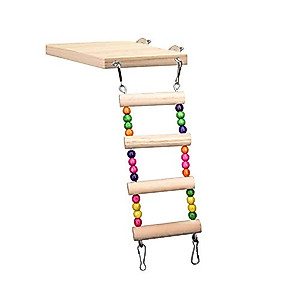 FUCHU Wooden Parrot Hamster Climbing Ladder Swing Play Toys Set Birds Hanging Bridge Exercise Perch Stand Platform Cage Accessories for Lovebirds Gerbil Rat Chinchillas Squirrel