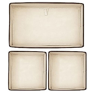 mDesign Fabric Dresser Drawer and Closet Storage Organizer Bin for Bedroom - Holds Lingerie, Bras, Socks, Leggings, Clothes, Purses, Scarves, Lido Collection, Set of 3 - Cream/Espresso Brown