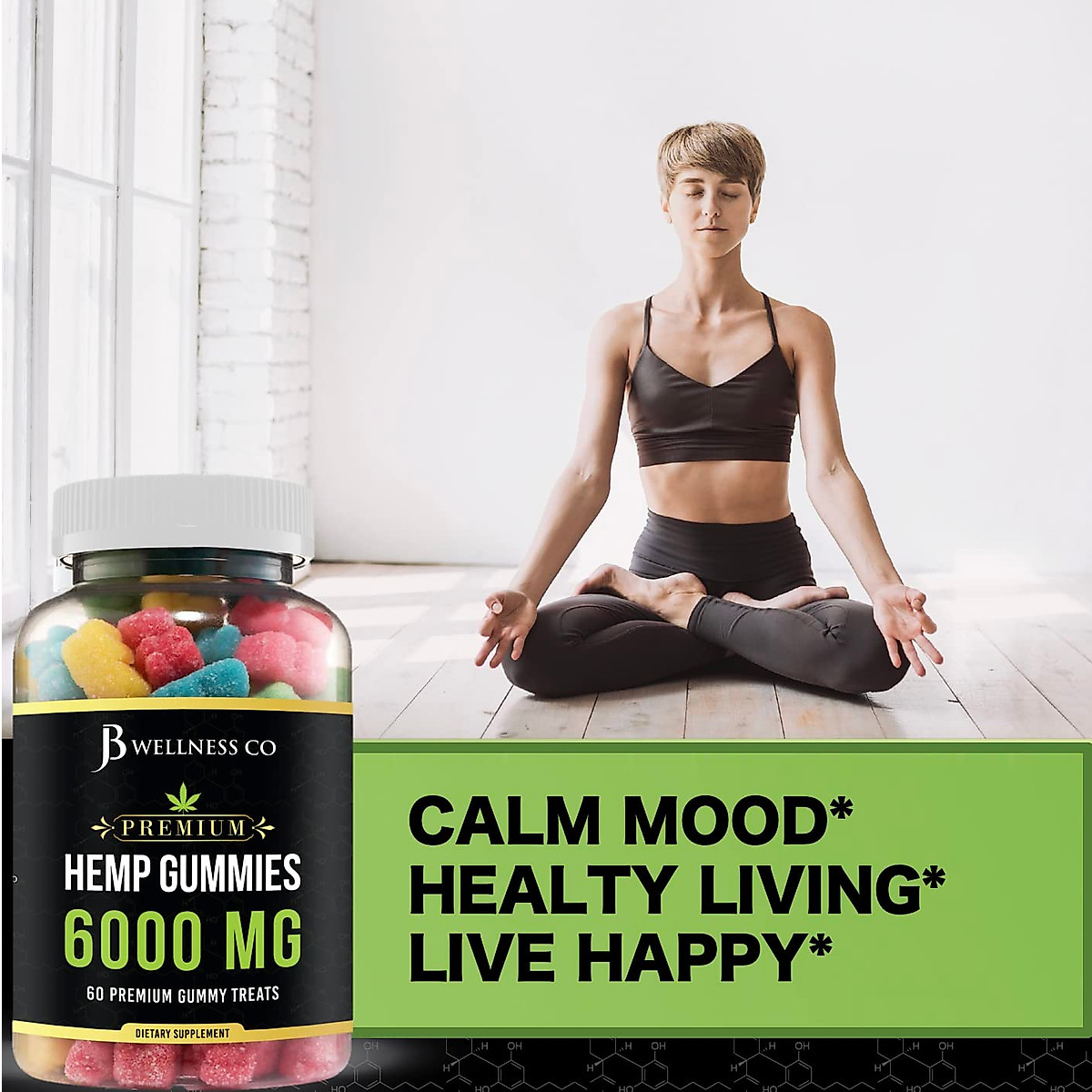 [2-PACK] Hemp Gummies Premium – 6000 MG – Great for Peace & Relaxation - Calming Gummies – Vitamins & Omega 3,6,9 – Made in The USA [2-PACK]