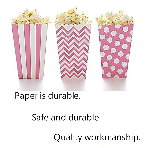 Beetoo Popcorn Boxes,36PCS Red and White Striped Popcorn Bags, Mini Popcorn Buckets for Movie Theater, Home, Carnival Decorations