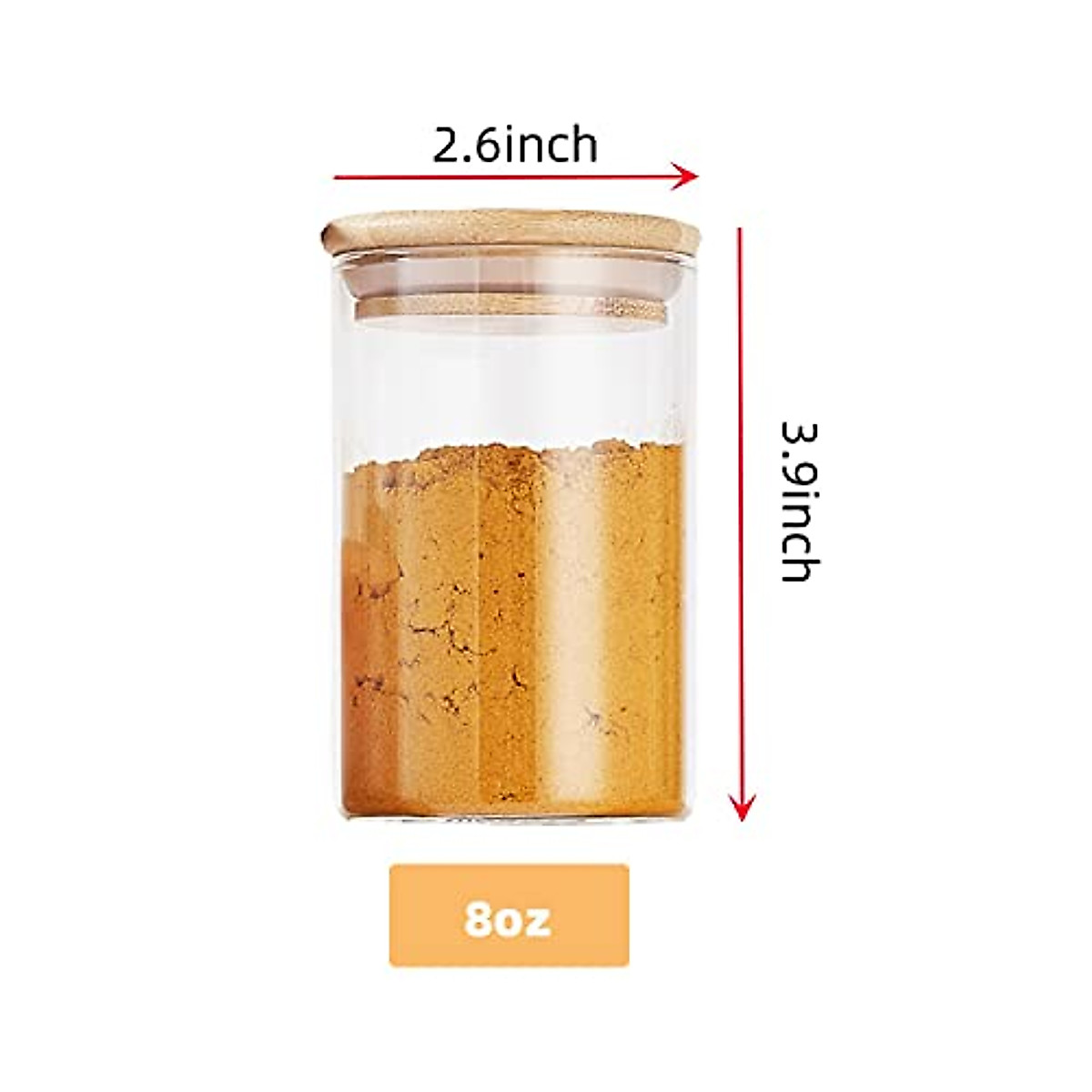 Glass Food Storage Containers 12 Packs (8oz), Airtight Glass Food Jars with Bamboo Wooden Lids, Canister Set for Kitchen Counter, Pantry Organization Jar for Sugar Flour Cereal Candy Cookie Coffee