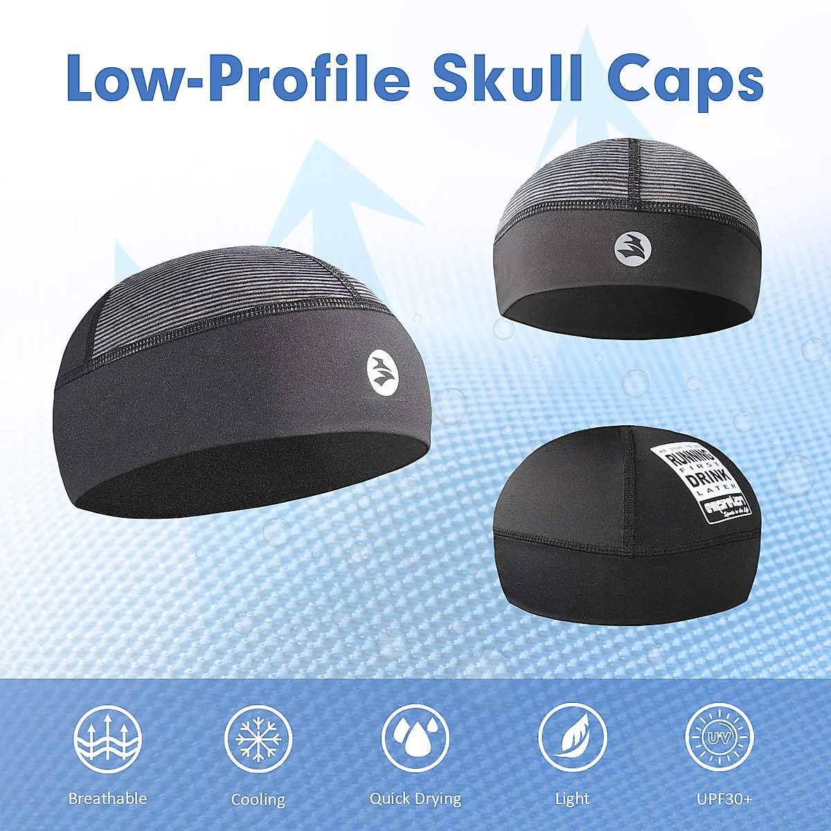Low-Profile Cooling Helmet/Hard hat Liner, Stretch Working Cap, Summer Sweat Wicking Skull Cap, Running Beanie Sun Protection