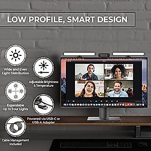 HumanCentric Video Conference Lighting - Add-On Only Light for Streaming and Video Conferencing, for Double, Triple, or Quadruple Light Setup, Add-On Only Kit Requires Existing Single or Double Kit