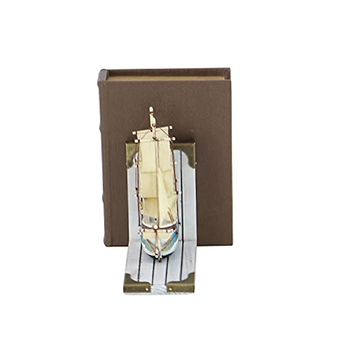 Deco 79 Wood Sail Boat Bookends with Real Boat Rigging, Set of 2 6"W, 9"H, White