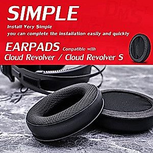 Revolver Ear Pads for Cloud Revolver / Revolver S Headset I Thicker 1 Inch Enhanced Memory Foam - Hybrid Mesh Upgrade More Comfort by DIMOST