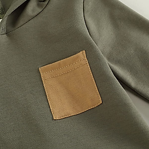 Baby Boy Clothes 3 6 9 12 18 24M 3T Pants Set Hooded Patchwork Hoodie Striped Sweatpants Fall Winter Outfit (C-Army Green, 6-12 Months)