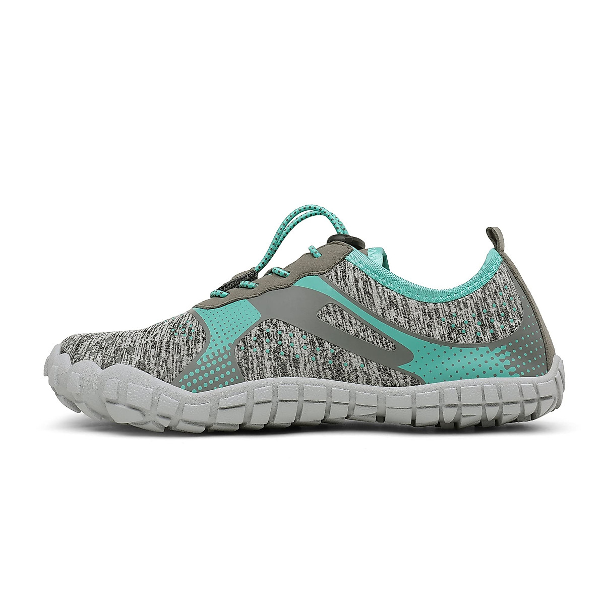 NORTIV 8 womensQuick Dry Water Shoes - Barefoot Aqua Swim Shoes for Beach Sports, Fishing, Hiking, Boating & Surfing, Light/Grey/Mint/Green - 8.5 (Treklady-1)