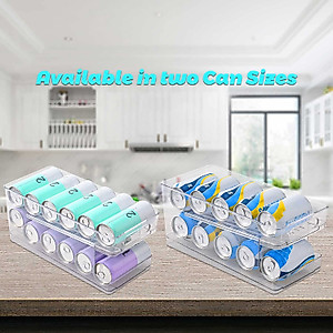 XISAOK Refrigerator Organizer Bins Soda Can Dispenser Clear Plastic Canned Drink Holder Storage for Fridge Kitchen Cabinets