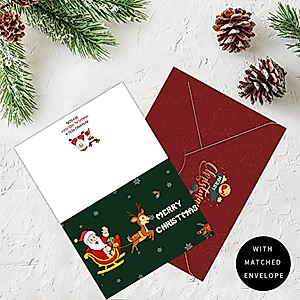 POWER UNICO FLOWER 16 pcs Christmas Greeting Cards with Envelopes - Xmas Note Cards with Four Festive Designs - Christmas Deacration Party Favors 4*6in (4x6in, 167)