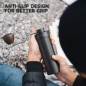 Manual Coffee Grinder, External Adjustable Coarseness Capacity 20g with Stainless Steel Conical Burr, MIFEEL Portable Hand Coffee Bean Grinder with Removable Handle for Travel, Camping, Office