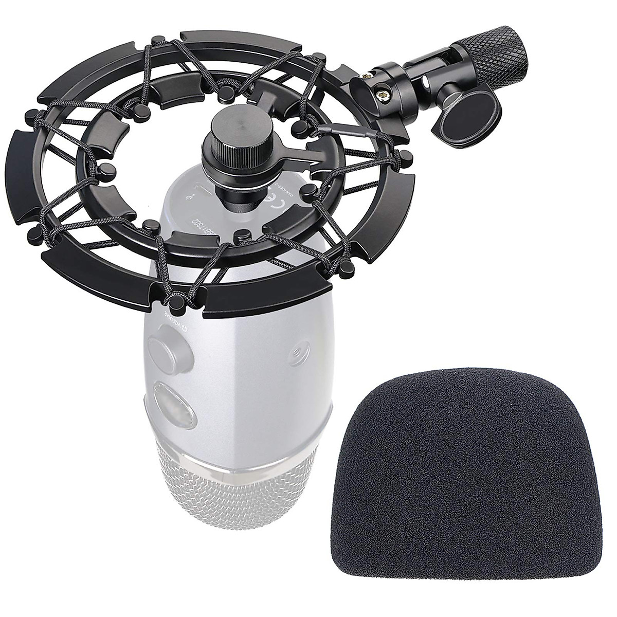 Blue Yeti Nano Shock Mount with Pop Filter, Alloy Shockmount with Foam Windscreen Reduces Vibration and Shock Noise Matching Boom Arm Mic Stand, Designed for Blue Yeti Nano Microphone by YOUSHARES