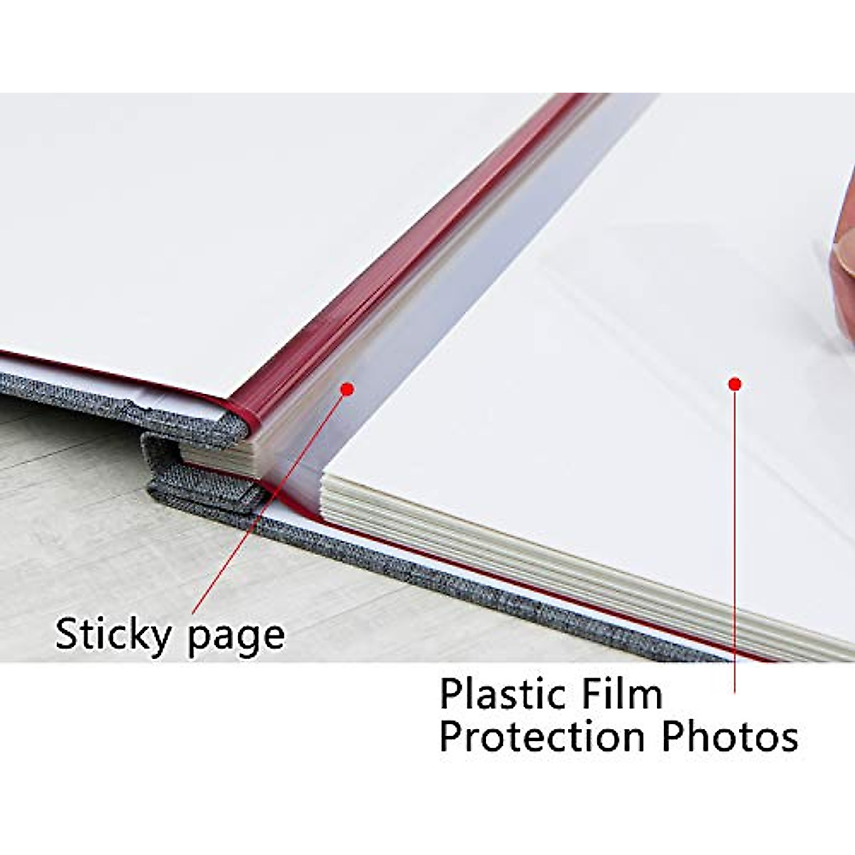 potricher Large Photo Album Self Adhesive 3x5 4x6 5x7 8x10 Pictures Linen Cover 40 Blank Pages Magnetic DIY Scrapbook Album with A Metallic Pen (Gray)