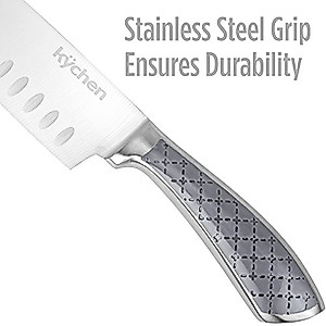 Tizona Collection Kitchen Knives - Chef's Knife, Serrated Bread Knife, Santoku, Carving, Paring, and Utility Knife - Premium Stainless Steel Cutlery Professional Cutting Utensils (8" Chef's Knife)