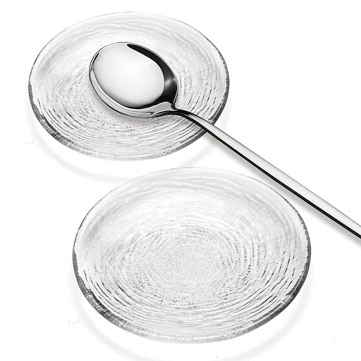 Glass Coffee Spoon Rest Set of 2, Small Spoon Rest Clear Round Coffee Spoon Holder Rests for Coffee Station Decor Stove Top Countertop Kitchen Accessories