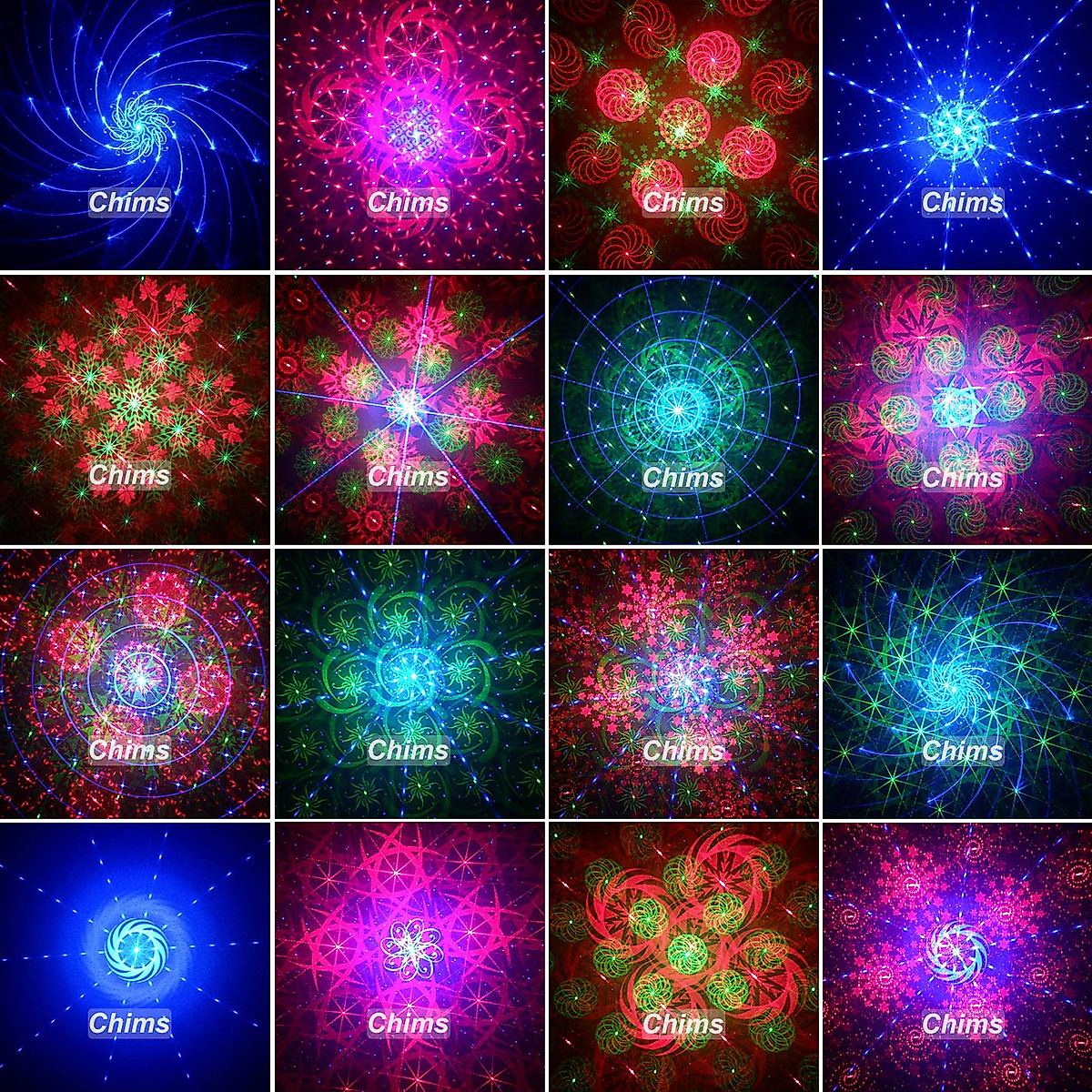 Chims Mini Party Laser Lights Show Portable RGB 32 Patterns Music Activated Led Lights for Party Family School DJ Party Festival Birthday Gift Outdoor Travel Garden Forest Camping New Year Decoration