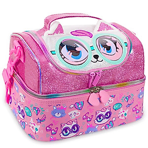 YOYTOO Kids Double Decker Cooler Insulated Lunch Bag Large Tote for Boys, Girls, Men, Women, with Adjustable Strap, Cat