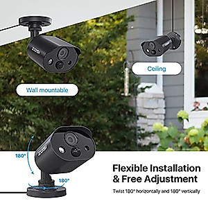 ZOSI C303 1080p HD-TVI Security Camera Outdoor Indoor with Audio Recording,120ft IR Night Vision, Motion Activated Spotlight & Siren Alarm,PIR Motion Deteciton, Weatherproof CCTV Bullet Camera Kit