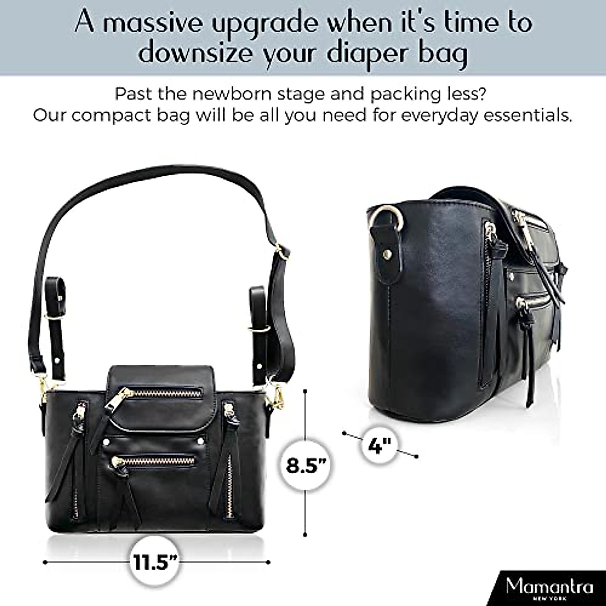 Water Bottle Carrier Purse in Premium Vegan Leather - Stylish Gift for Moms - Crossbody Mom Bag 11.5" x 9" x 4"