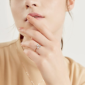 CHOW SANG SANG 18K White & Rose Gold (GH color, SI Clarity, Round Brilliant) Diamond Shamrock Ring for Women 93031R (Our Size 15 / US 7)