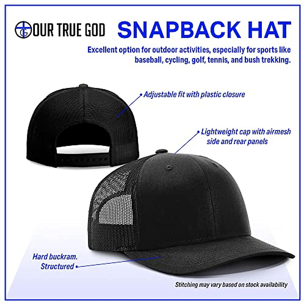 Faith Over Fear Christian Trucker Hat - Adjustable Fit Snapback Hat - Breathable Mesh Side for Casual Wear - Running Workout & Outdoor Activities All Seasons - Baseball Cap Women and Men