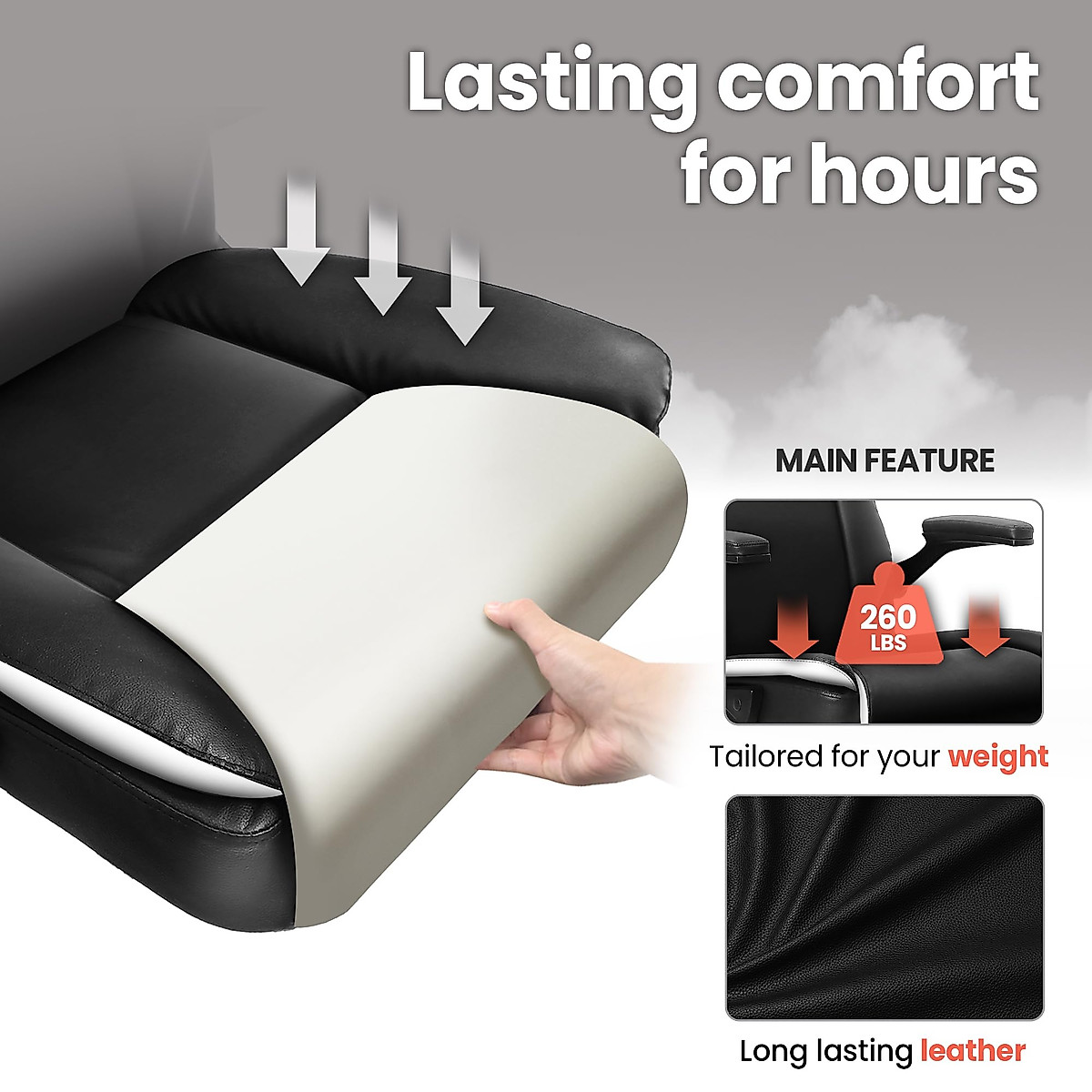 NEO CHAIR Office Chair Adjustable Desk Chair Mid Back Executive Comfortable PU Leather Ergonomic Gaming Back Support Home Computer with Flip-up Armrest Swivel Wheels (Black)