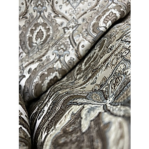 Decora Furnishings Luxurious Woven Jacquard Majestic Damask Fabric for Upholstery, Dining Chairs, Window Treatments, Crafts - Renaissance Rococo Victorian - 54" Width - by The Yard (Beige/Brown)