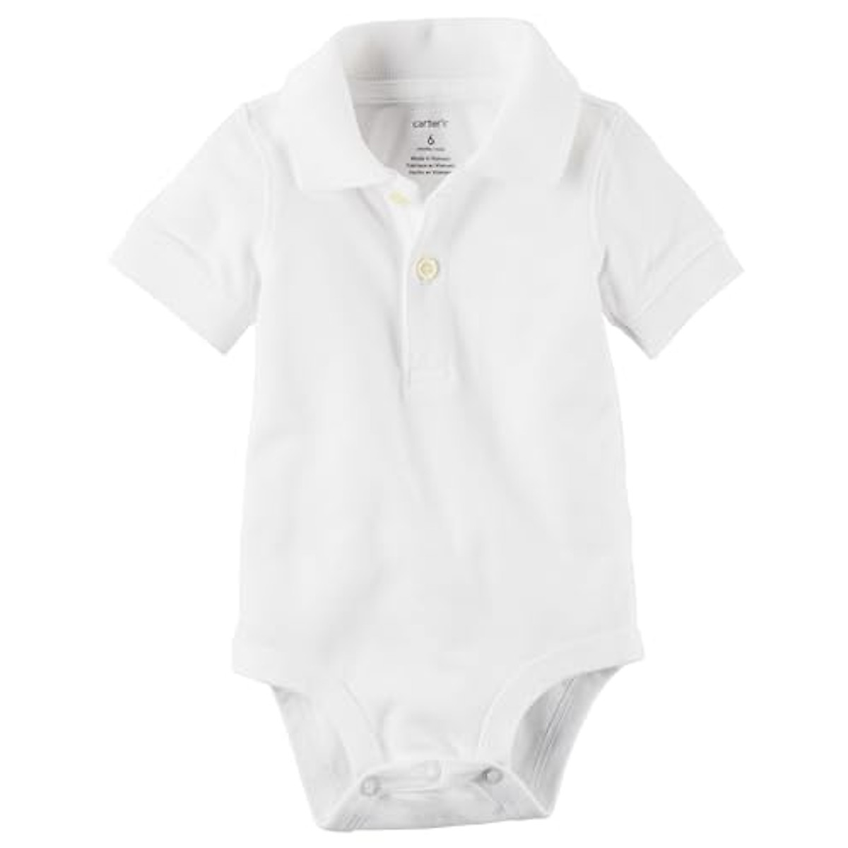 Carter's Baby Boy's Short Sleeve Pique Cotton Polo Bodysuit (24 Months, White)