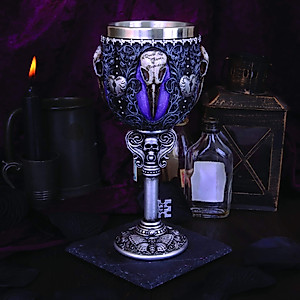 Nemesis Now B4725P9 Edgar's Raven Goblet 18cm, Resin w. Stainless Steel, Purple,silver