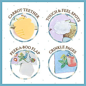 KIDS PREFERRED Beatrix Potter Peter Rabbit Soft Teether Book with Sensory Teether Spine and Teether Toy