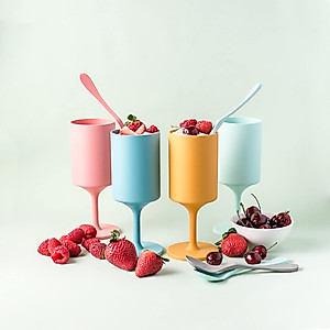 Knork Eco Party Bundle, Party Cup Outdoor Wine Glass, Single, Stem, Orange