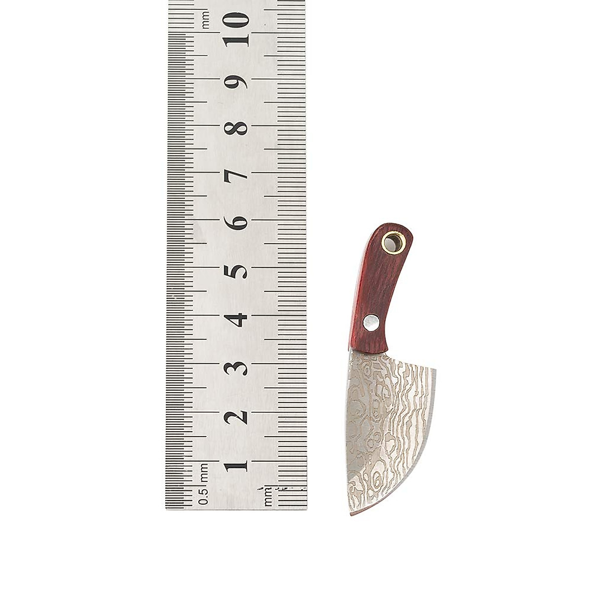 PUOSUO EDC Multi-Function Keyring Mini Pocket Knife Keychain Stainless Steel Necklace Knife-Damascus Pattern (A)