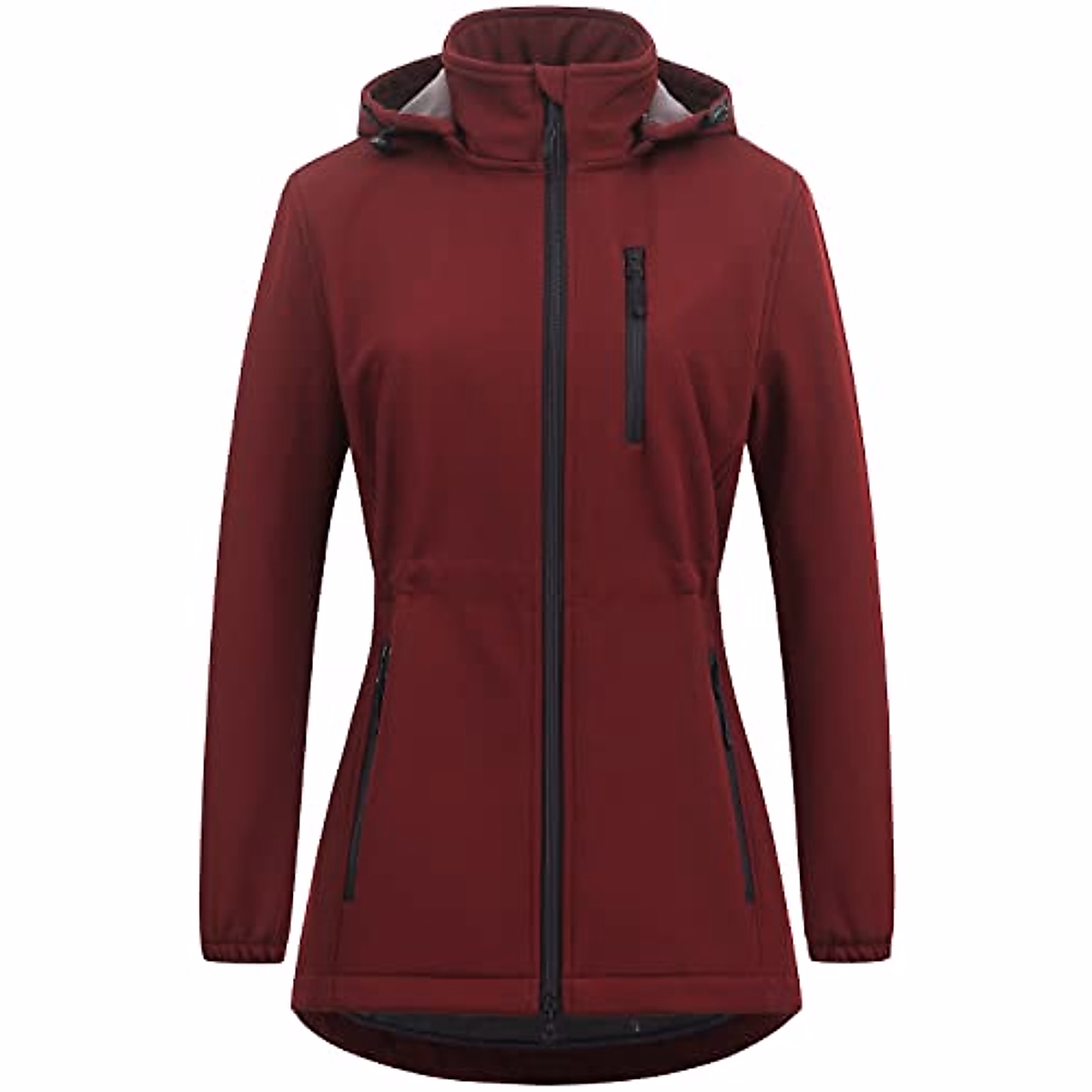 Chrisuno Women's Windproof Thermal Softshell Cycling Running Winter Jacket Biking Cold Weather Raincoat Burgundy S