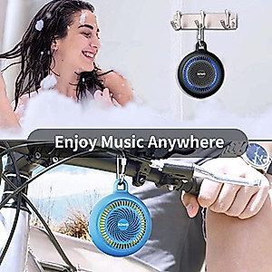 Bluetooth Shower Speaker Waterproof - Small Portable Bluetooth Speaker Wireless with Clip - Powerful Bass and Louder Volume - Colorful Lights and Lightweight with TWS Pairing - Black