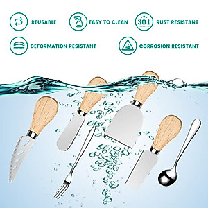 LifeMusican Wooden Cheese Spreader Knive Set,Wood Handle Butter knives For Cheese Charcuterie Board Accessories Kit, Mini Cheese Knife Slicer With Tongs, Spoons, Forks,Honey Dipper (23 Pack)