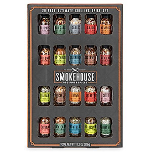 Smokehouse by Thoughtfully Ultimate Grilling Spice Set, Grill Seasoning Gift Set Flavors Include Chili Garlic, Rosemary and Herb, Lime Chipotle, Cajun Seasoning and More, Pack of 20