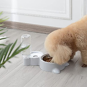 FUUIE Bowls for Food and Water Automatic Pet Cat Dog Feeder Bowls Water Dispenser Kitten Drinking Bowl Dogs Feeder Food Dish Stainless Steel Pet Bowl Goods (Color : Gray)