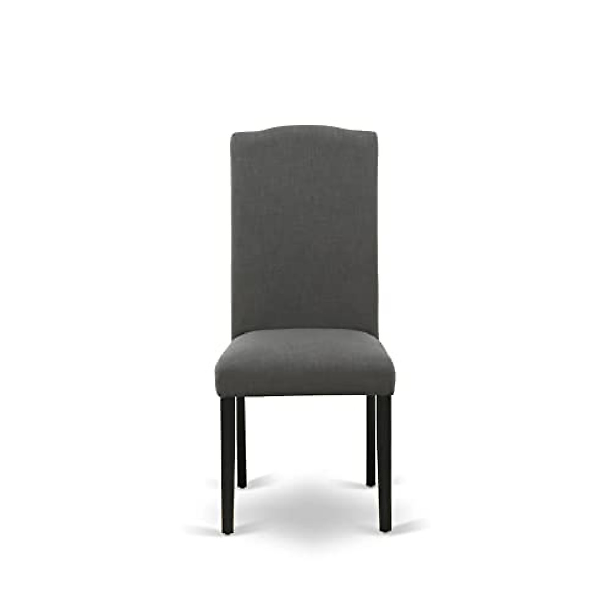 East West Furniture DLEN5-BLK-20 5Pc Round 42" Kitchen Table With Two 9-Inch Drop Leaves And Four Parson Chair With Black Leg And Linen Fabric Dark Gotham Grey, 5