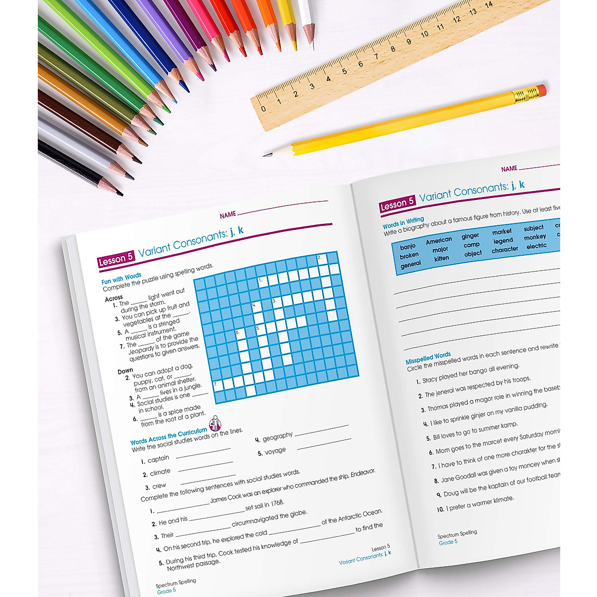 Spectrum 5th Grade Spelling Workbooks, Ages 10 to 11, Spelling Grade 5 Workbooks Covering Vowels, Blends & Digraphs, Practice Building Spelling Skills, Vocabulary, and Dictionary Skills