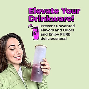 MHM Sublimation Glass Blank Tumbler Skinny Frosted 20oz and 25oz with Bamboo Lid and Straw (Sky Blue, 20oz)