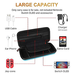 HIGOPLAY Hard Carry Case Compatible with Nintendo Switch OLED /Switch Model Protective Space Shell Travel Case Portable Storage Bag with 10 Game Card Slots for Console & Accessories