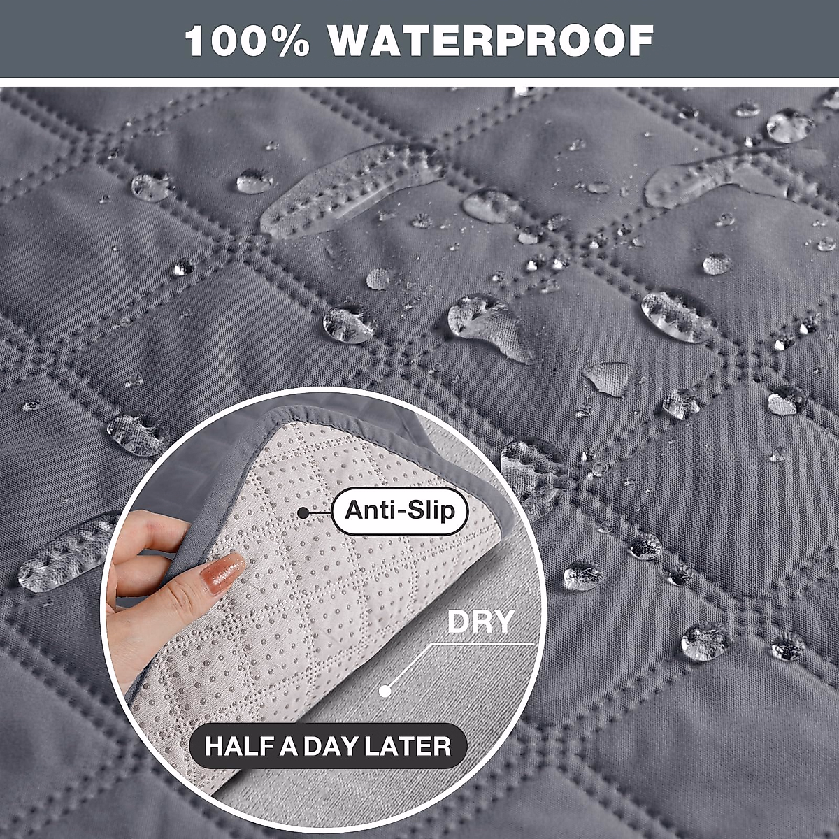 TAOCOCO Anti-Slip Recliner Sofa Cover Couch Covers for Leather Recliner Sofa, Pet Cover for Recliner Sofa, Washable Reclining Furniture Protector with Elastic Straps(3 Seater, Dark Grey)