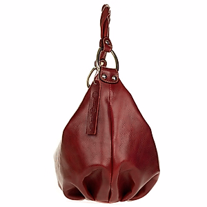 Robe di Firenze Italian Made Burgundy Red Organically Treated Leather Hobo Bag