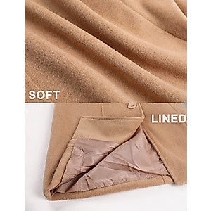 Springrain Womens Pea Coat Elegant Overcoat Single Breasted Winter Coat Dress Coat with Pockets(Camel-M)