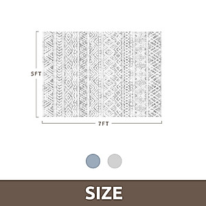 5x7 Area Rugs for Living Room, Ultra Soft Boho Moroccan Washable Carpet, Neutral Non-Slip Backing Dining Room Rugs, Low Pile Carpet for Bedroom Home Office